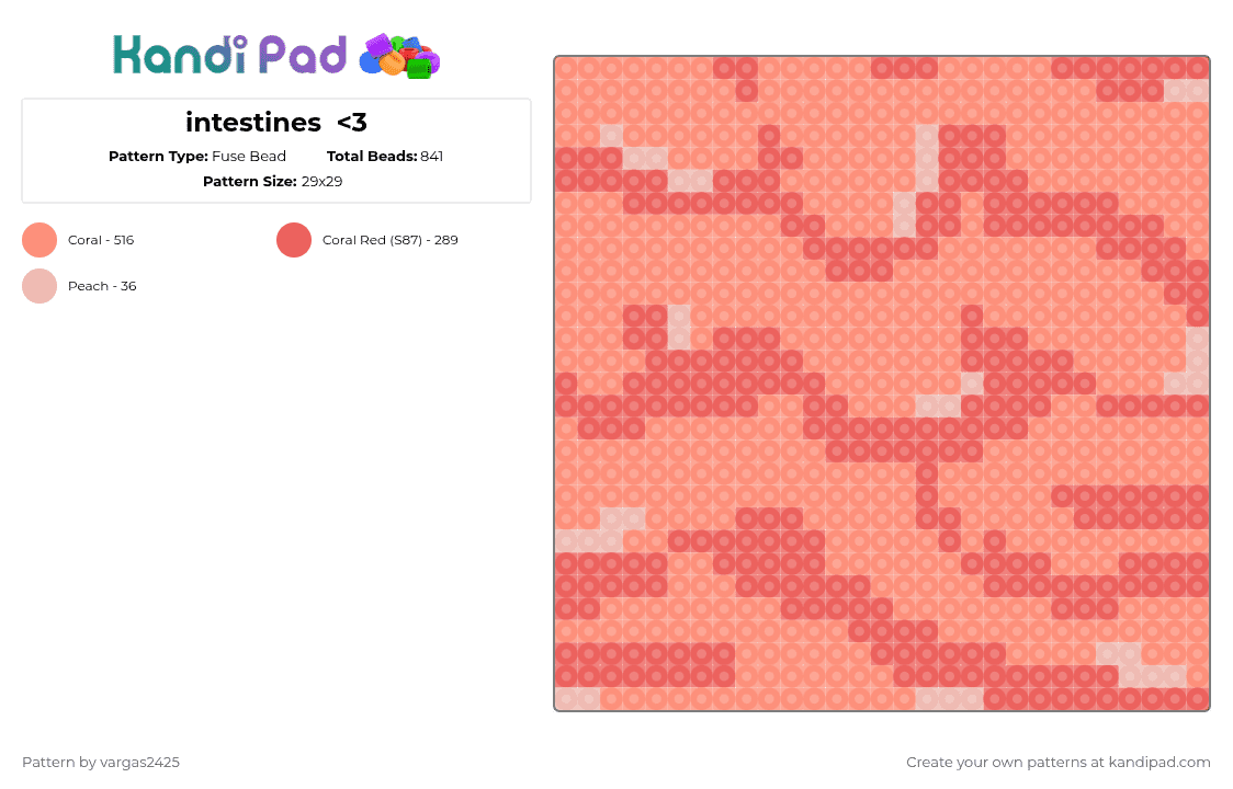 Intestines Fuse Bead Pattern - Kandi Pad | Kandi Patterns, Fuse Bead ...