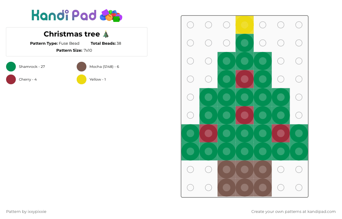 Christmas tree 🎄 Fuse Bead Pattern - Kandi Pad | Kandi Patterns, Fuse ...