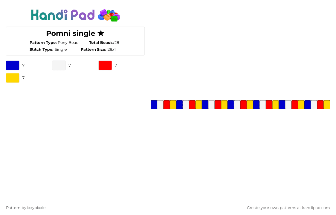 Pomni single ★ Pony Bead Pattern - Kandi Pad | Kandi Patterns, Fuse ...