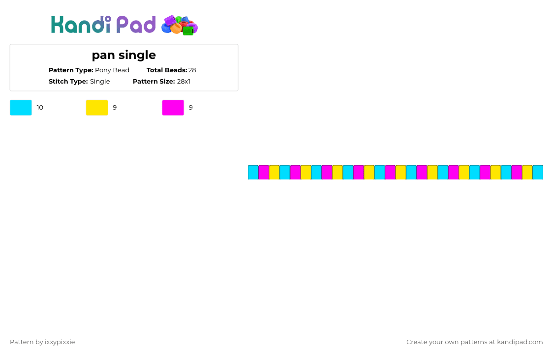 Pan single Pony Bead Pattern - Kandi Pad | Kandi Patterns, Fuse Bead ...