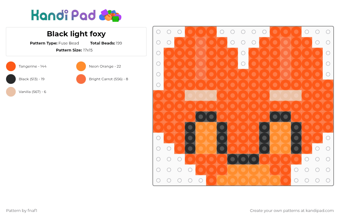 Black light foxy Fuse Bead Pattern - Kandi Pad | Kandi Patterns, Fuse ...