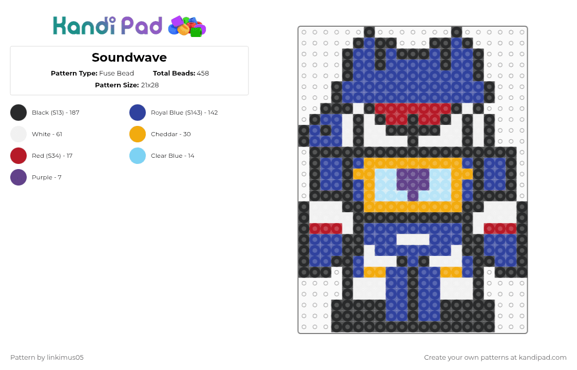Soundwave Fuse Bead Pattern - Kandi Pad | Kandi Patterns, Fuse Bead ...