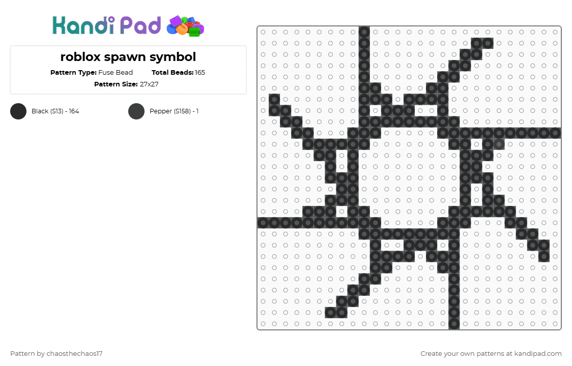Roblox spawn symbol Fuse Bead Pattern - Kandi Pad | Kandi Patterns ...