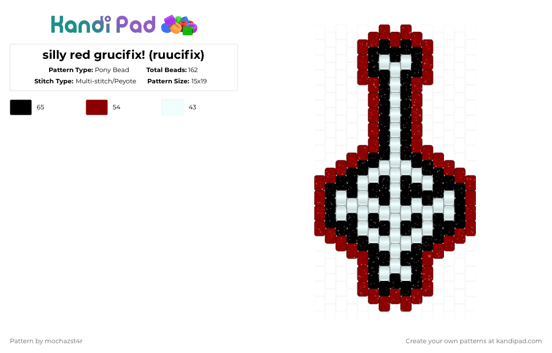 Silly red grucifix! (ruucifix) Pony Bead Pattern - Kandi Pad | Kandi ...