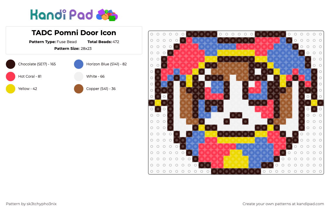 TADC Pomni Door Icon Fuse Bead Pattern - Kandi Pad | Kandi Patterns ...