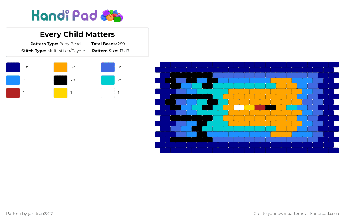 Every Child Matters Pony Bead Pattern - Kandi Pad | Kandi Patterns ...