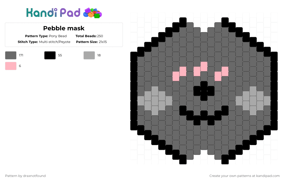 Pebble mask Pony Bead Pattern - Kandi Pad | Kandi Patterns, Fuse Bead ...