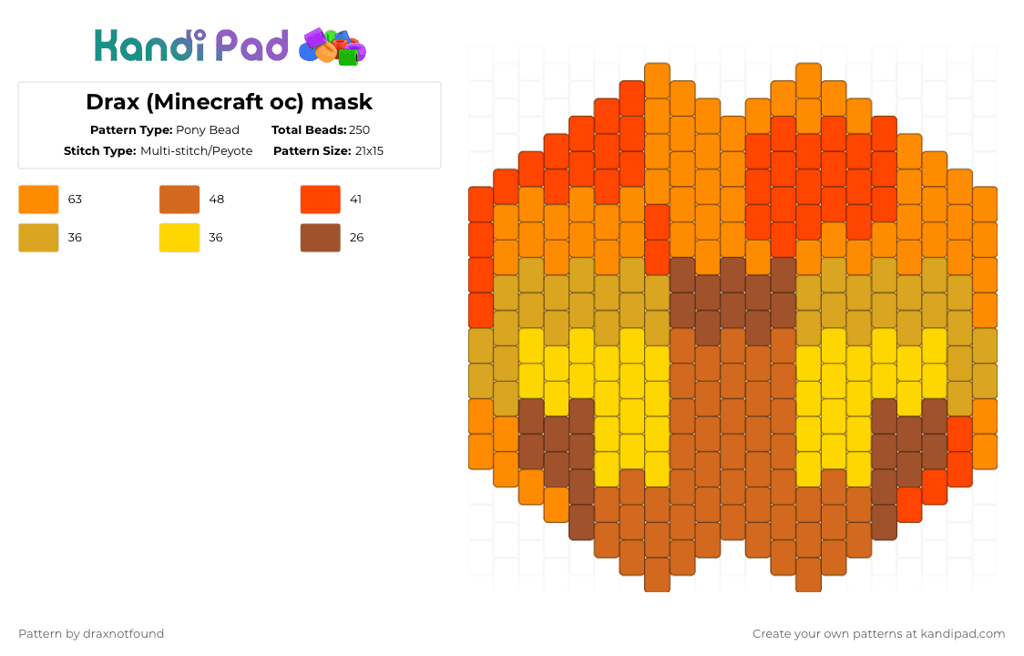 Drax (Minecraft oc) mask Pony Bead Pattern - Kandi Pad | Kandi Patterns ...