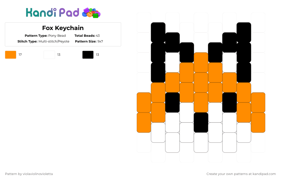 Fox Pony Bead Patterns - Gallery - Kandi Pad | Kandi Patterns, Fuse ...