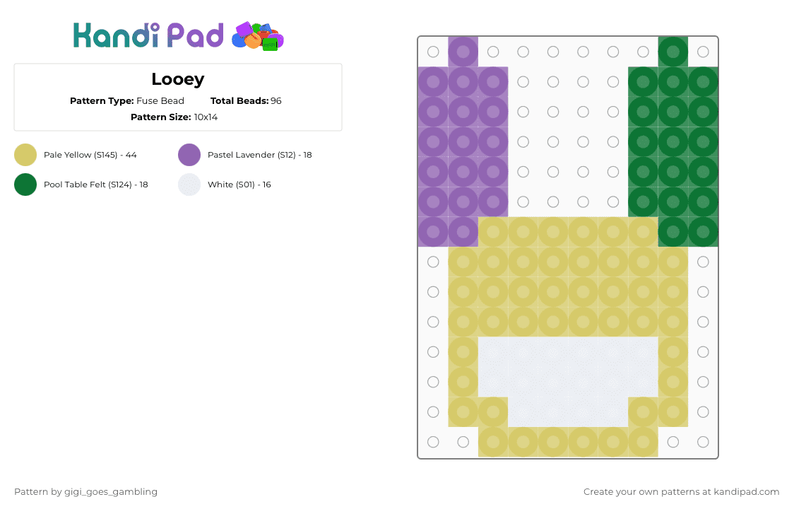 Looey Fuse Bead Pattern - Kandi Pad | Kandi Patterns, Fuse Bead ...