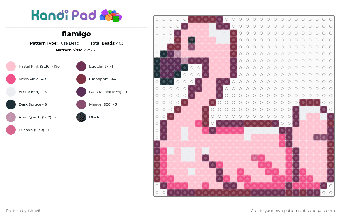 Flamigo Fuse Bead Pattern - Kandi Pad | Kandi Patterns, Fuse Bead ...