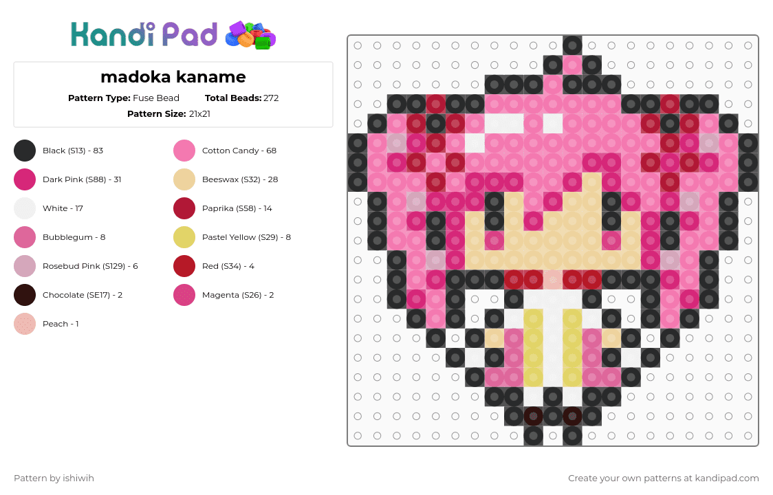 Madoka kaname Fuse Bead Pattern - Kandi Pad | Kandi Patterns, Fuse Bead ...