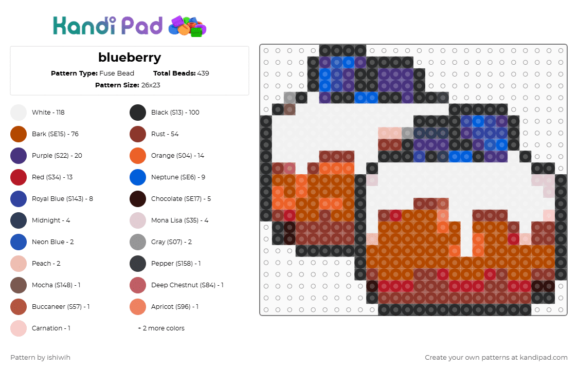 Blueberry Fuse Bead Pattern - Kandi Pad | Kandi Patterns, Fuse Bead ...
