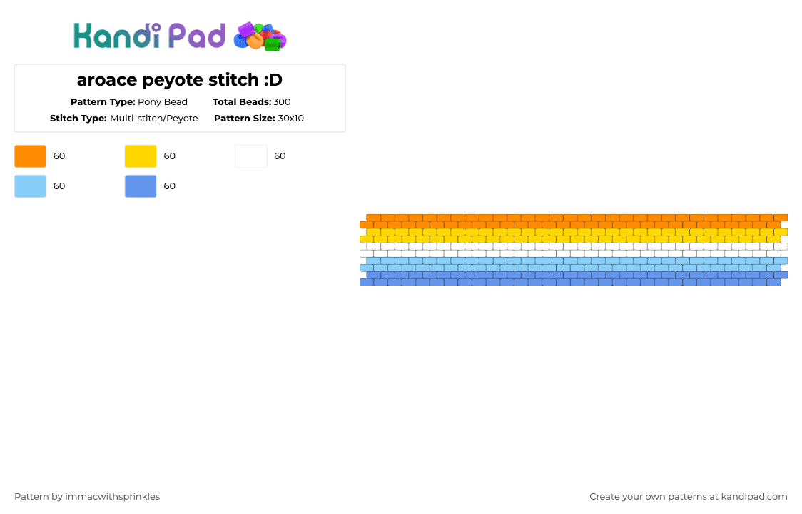 Aroace peyote stitch :D Pony Bead Pattern - Kandi Pad | Kandi Patterns ...