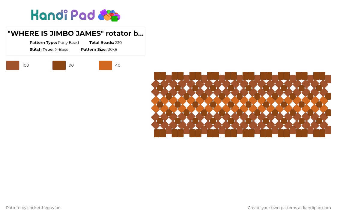 "WHERE IS JIMBO JAMES" rotator base (for personal use!) Pony Bead ...