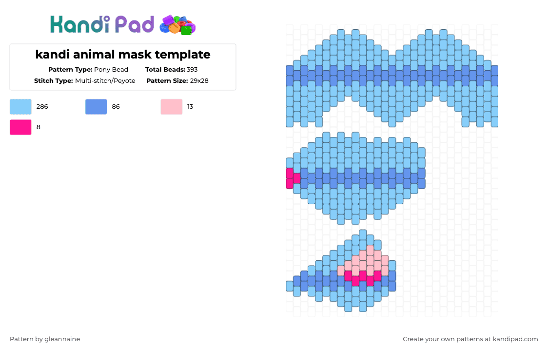 Kandi animal mask template Pony Bead Pattern - Kandi Pad | Kandi ...
