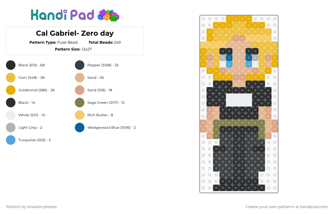 Cal Gabriel- Zero day Fuse Bead Pattern - Kandi Pad | Kandi Patterns ...