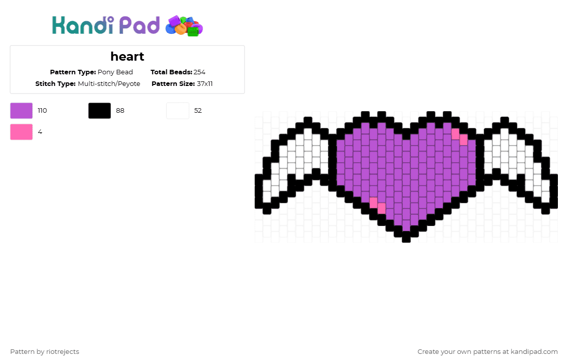 Heart Pony Bead Pattern - Kandi Pad | Kandi Patterns, Fuse Bead ...