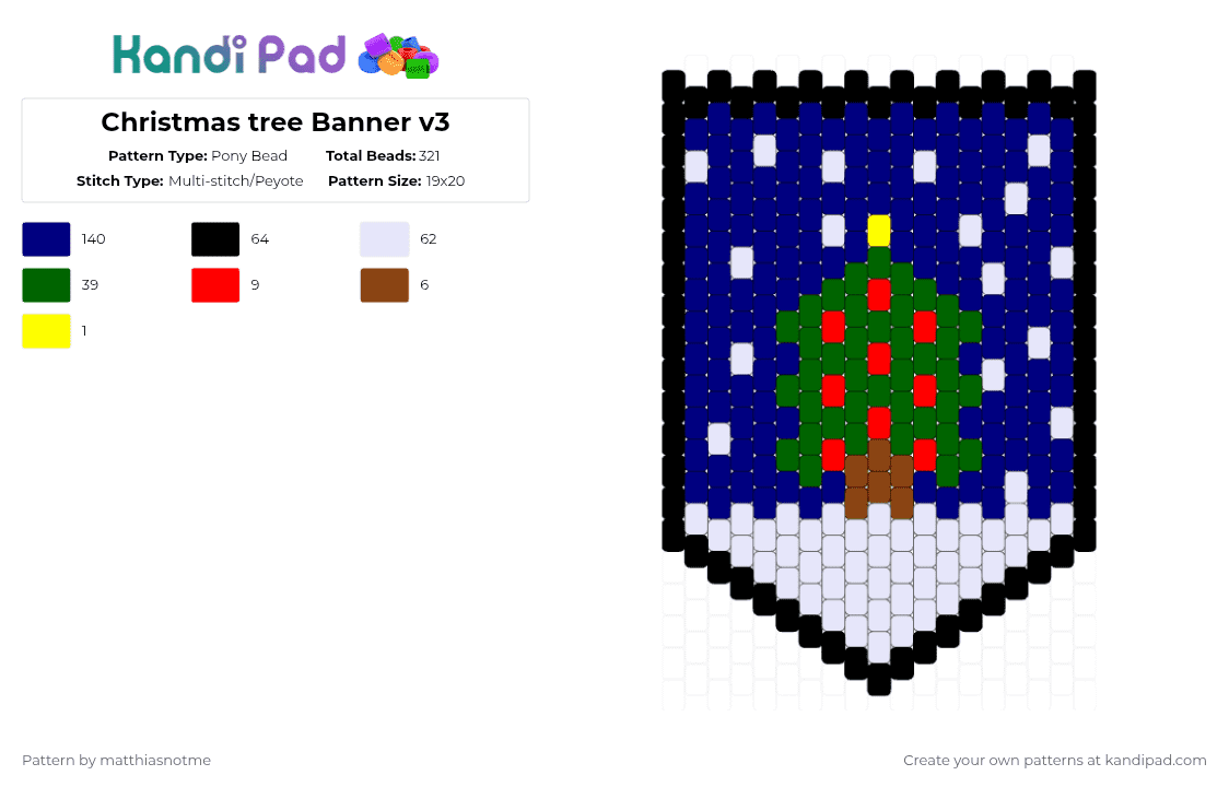Christmas tree Banner v3 Pony Bead Pattern - Kandi Pad | Kandi Patterns ...