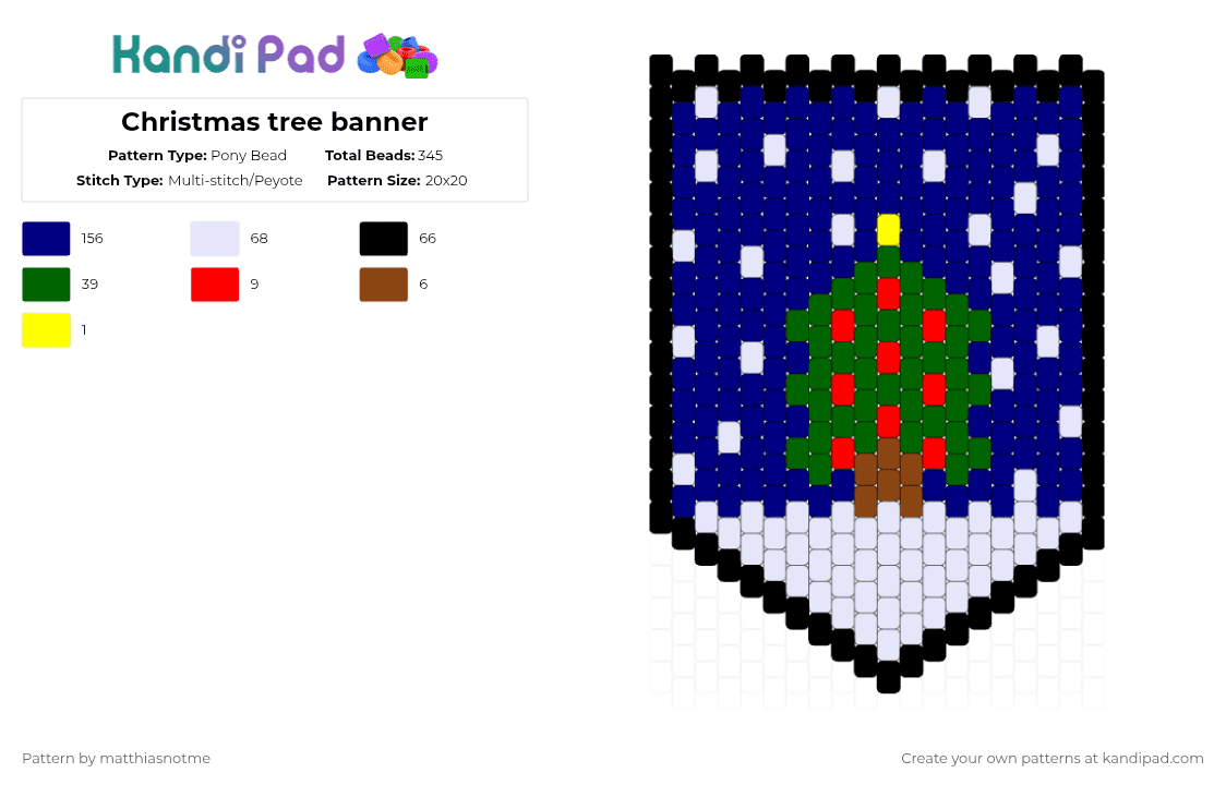 Christmas tree banner Pony Bead Pattern - Kandi Pad | Kandi Patterns ...