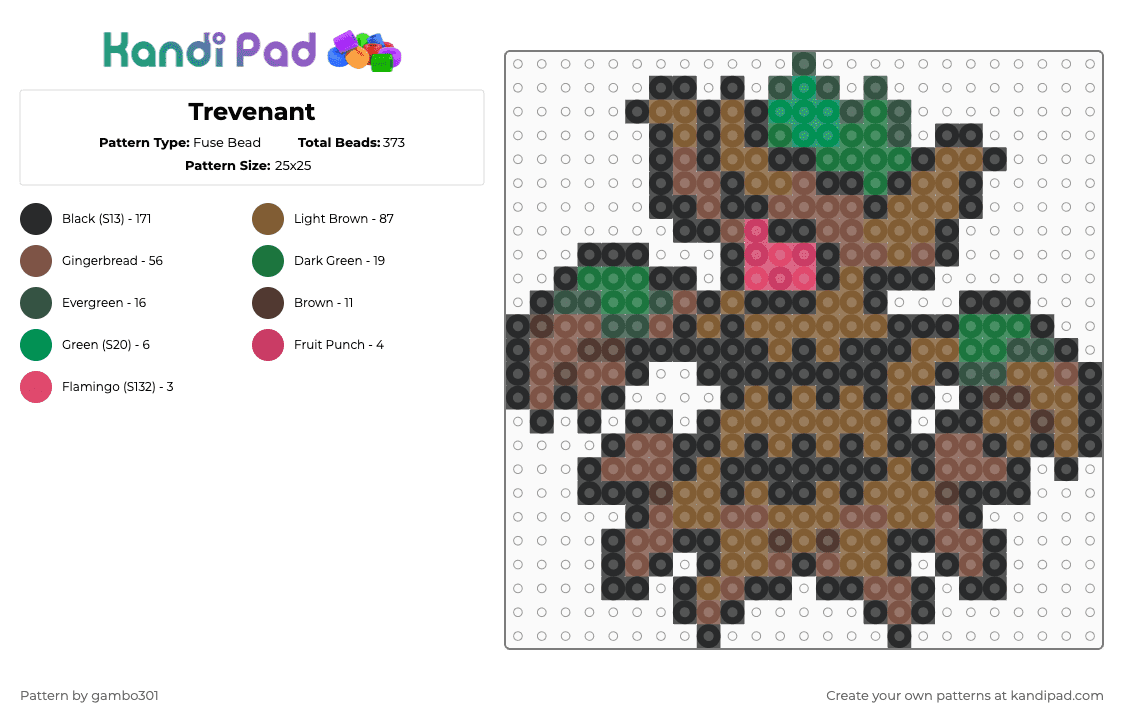 Trevenant Fuse Bead Pattern - Kandi Pad | Kandi Patterns, Fuse Bead ...