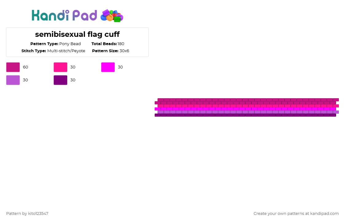 Semibisexual flag cuff Pony Bead Pattern - Kandi Pad | Kandi Patterns ...