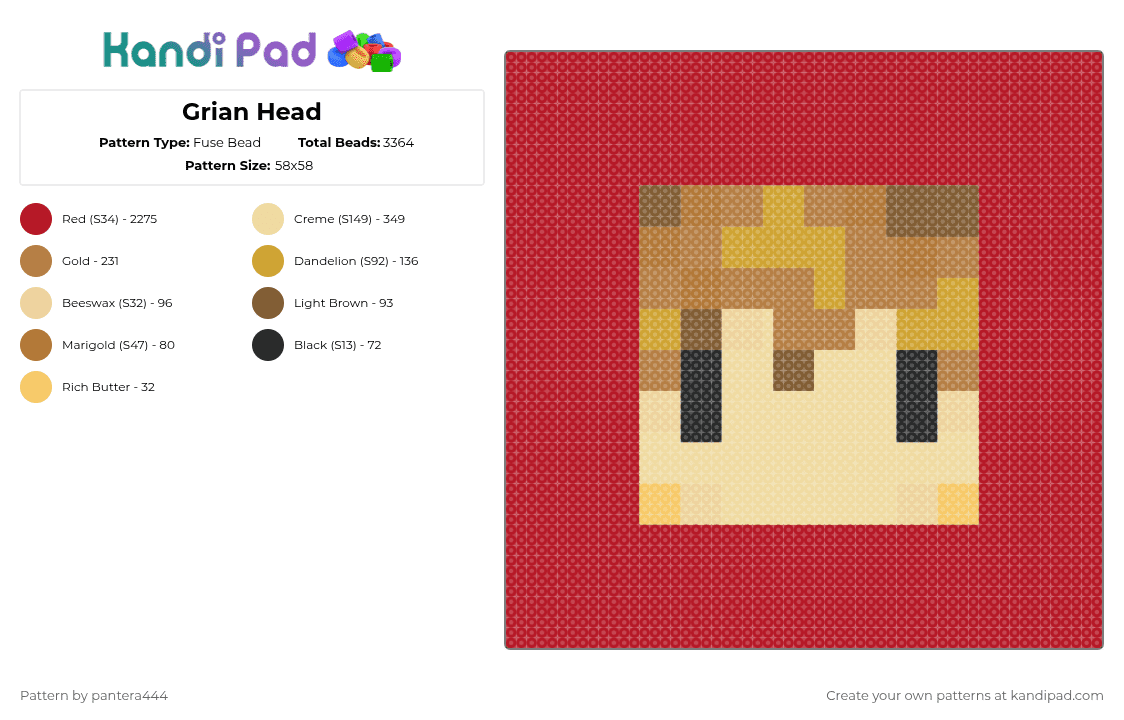 Grian Head Fuse Bead Pattern - Kandi Pad | Kandi Patterns, Fuse Bead ...