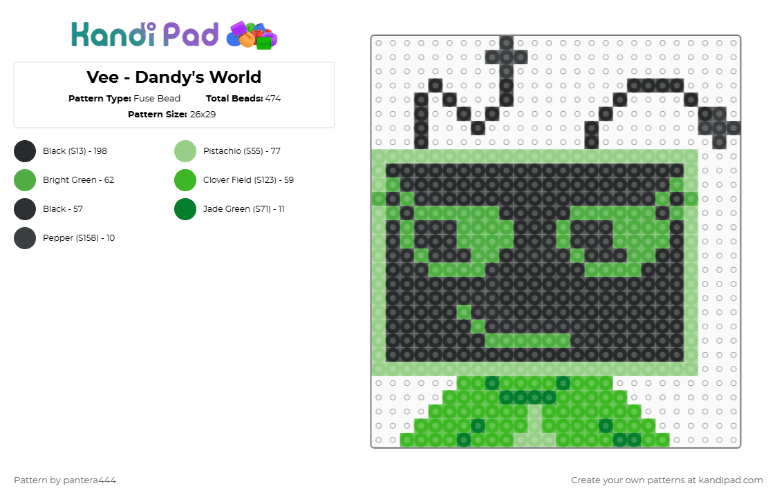 Vee - Dandy's World Fuse Bead Pattern - Kandi Pad | Kandi Patterns ...