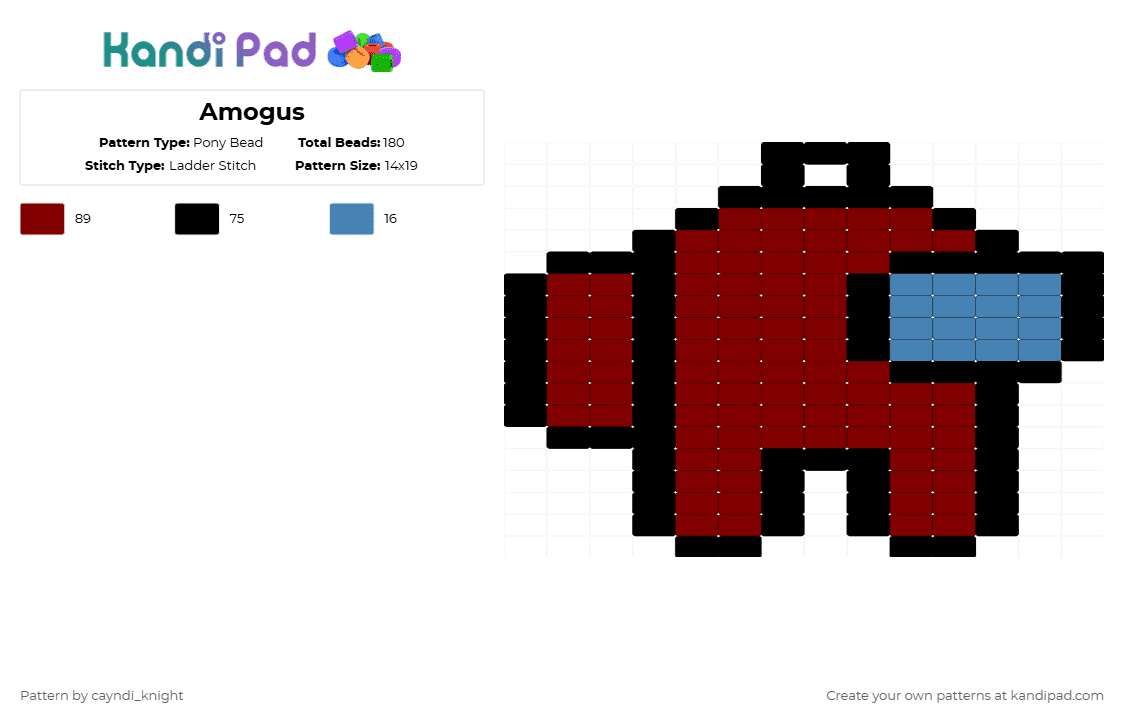 Amogus Pony Bead Pattern - Kandi Pad | Kandi Patterns, Fuse Bead ...