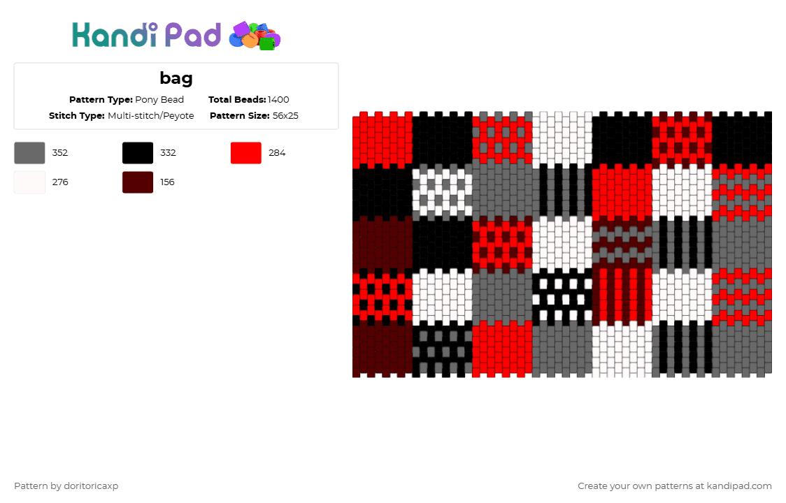 Bag Pony Bead Pattern - Kandi Pad | Kandi Patterns, Fuse Bead Patterns ...