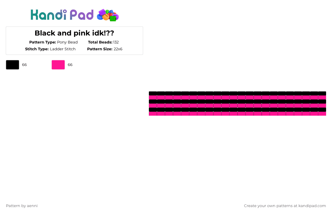 Black and pink idk!?? Pony Bead Pattern - Kandi Pad | Kandi Patterns ...