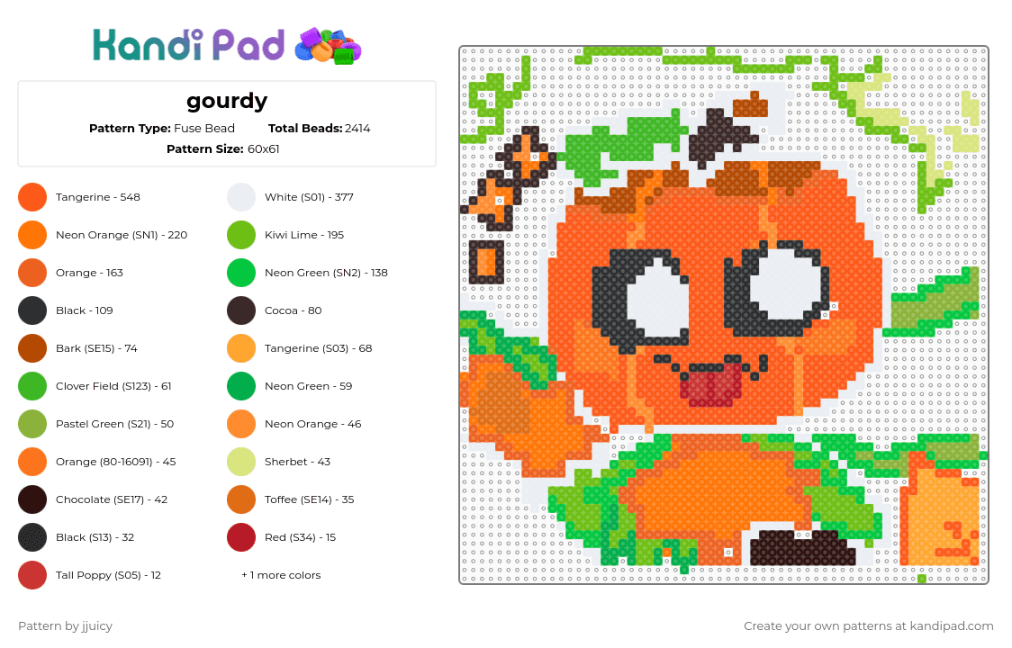 Gourdy Fuse Bead Pattern - Kandi Pad | Kandi Patterns, Fuse Bead ...