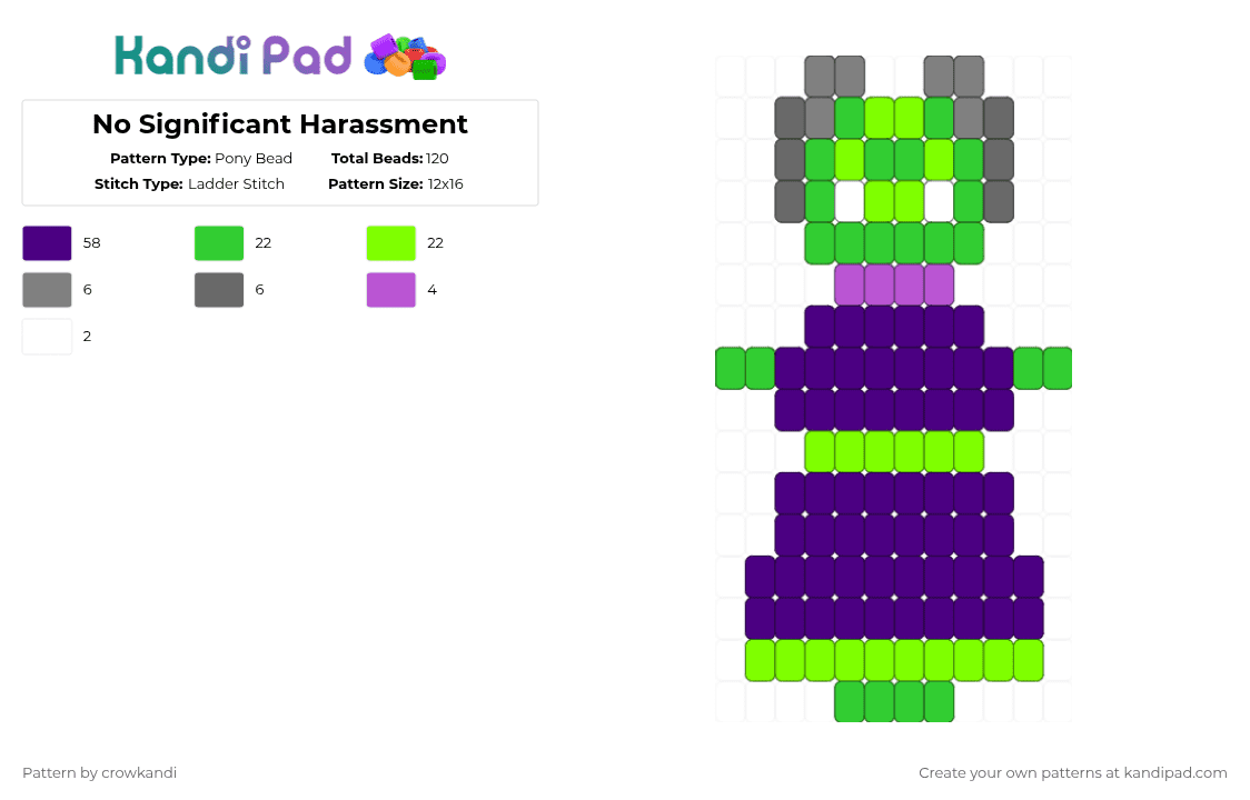 No Significant Harassment Pony Bead Pattern - Kandi Pad | Kandi ...