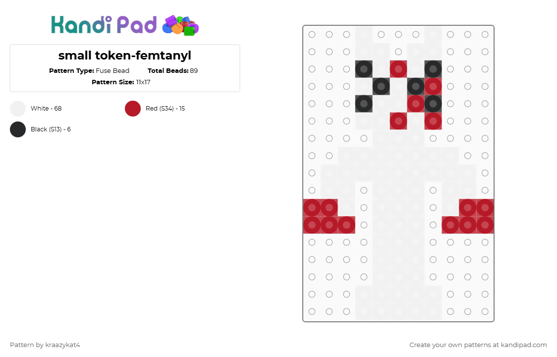 Small token-femtanyl Fuse Bead Pattern - Kandi Pad | Kandi Patterns ...