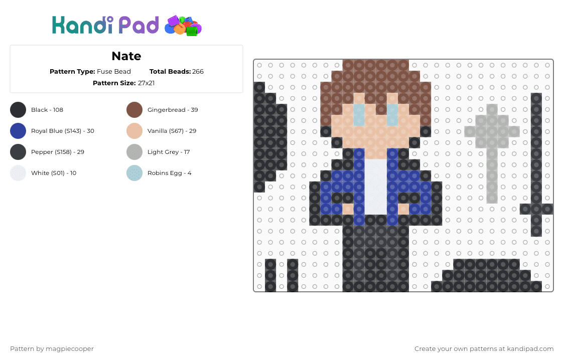 Nate Fuse Bead Pattern - Kandi Pad | Kandi Patterns, Fuse Bead Patterns ...