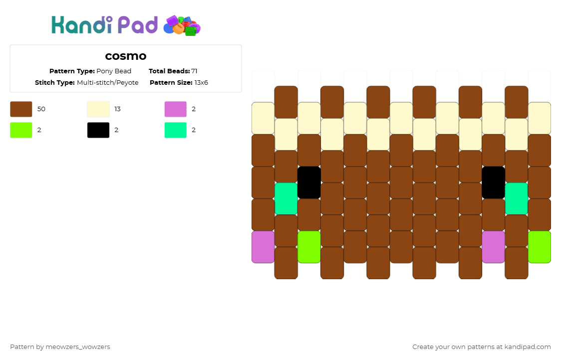 Cosmo Pony Bead Pattern - Kandi Pad | Kandi Patterns, Fuse Bead ...