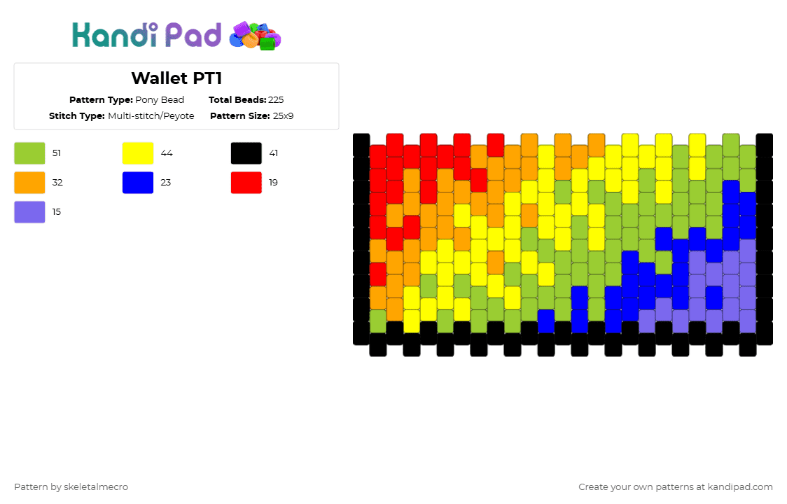 Wallet PT1 Pony Bead Pattern - Kandi Pad | Kandi Patterns, Fuse Bead ...