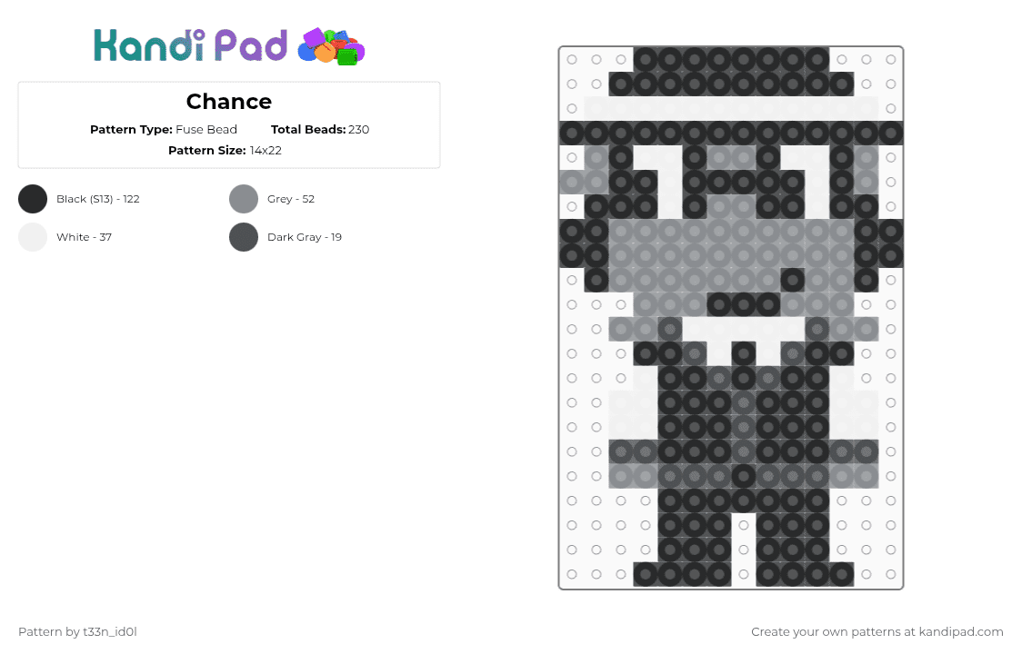Chance Fuse Bead Pattern - Kandi Pad | Kandi Patterns, Fuse Bead ...