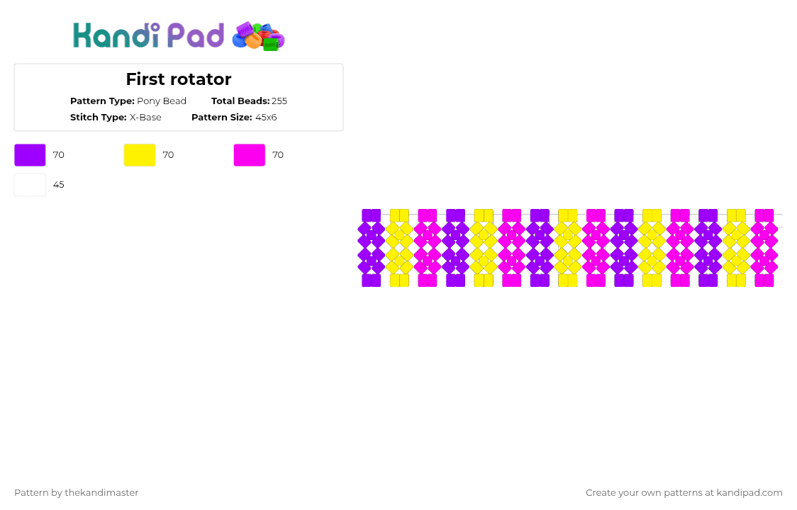 First rotator Pony Bead Pattern - Kandi Pad | Kandi Patterns, Fuse Bead ...