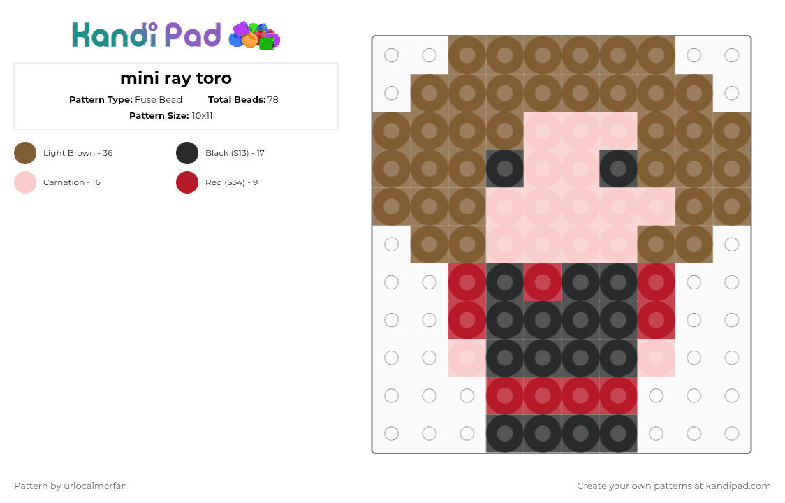 Mini ray toro Fuse Bead Pattern - Kandi Pad | Kandi Patterns, Fuse Bead ...