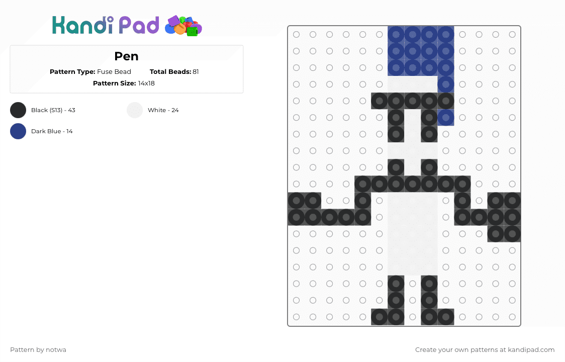 Pen Fuse Bead Pattern - Kandi Pad | Kandi Patterns, Fuse Bead Patterns ...