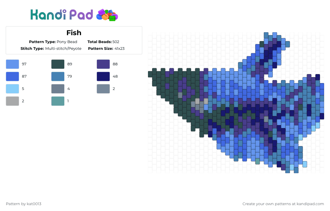 Fish Pony Bead Pattern - Kandi Pad | Kandi Patterns, Fuse Bead Patterns ...