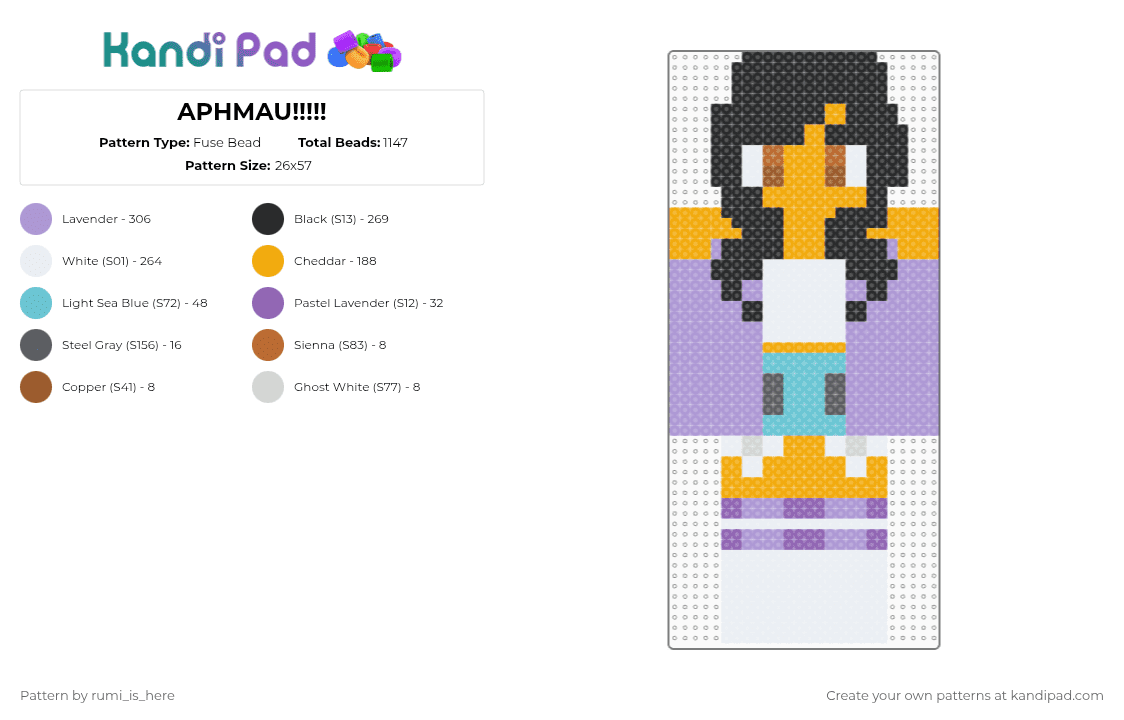 APHMAU!!!!! Fuse Bead Pattern - Kandi Pad | Kandi Patterns, Fuse Bead ...