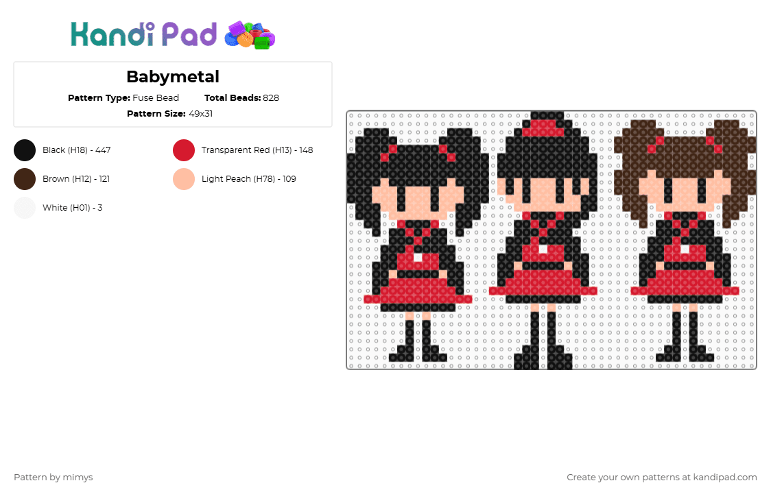 Babymetal Fuse Bead Pattern - Kandi Pad | Kandi Patterns, Fuse Bead ...