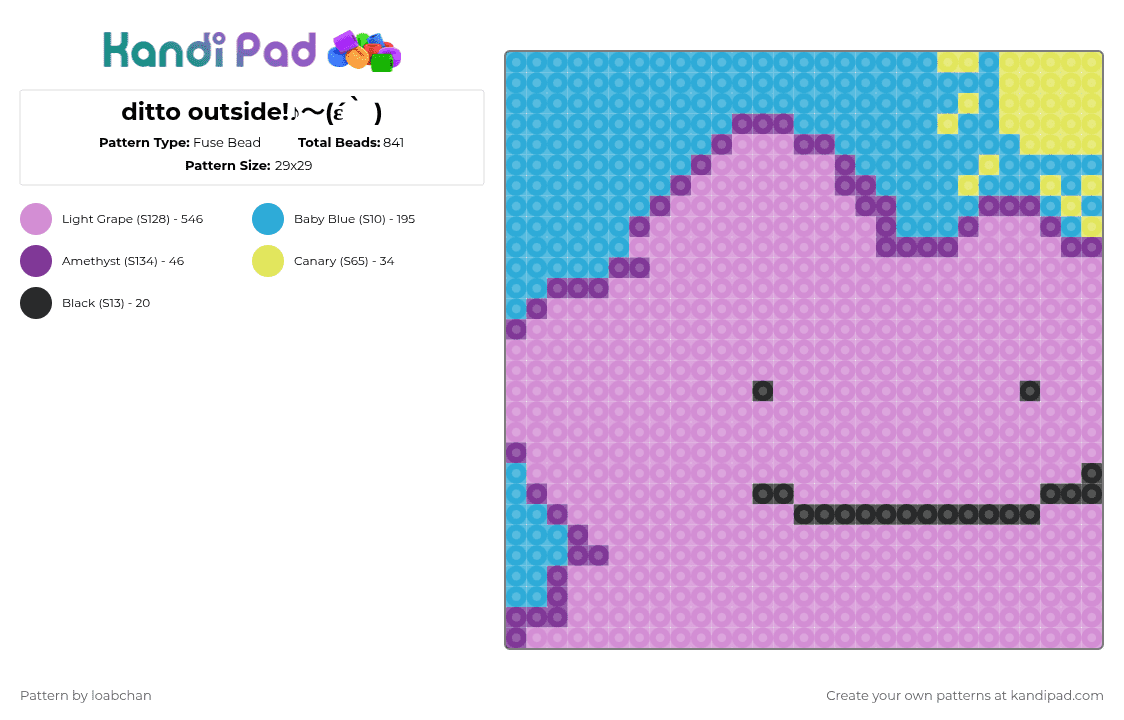 Ditto outside!♪～(´ε` ) Fuse Bead Pattern - Kandi Pad | Kandi Patterns ...