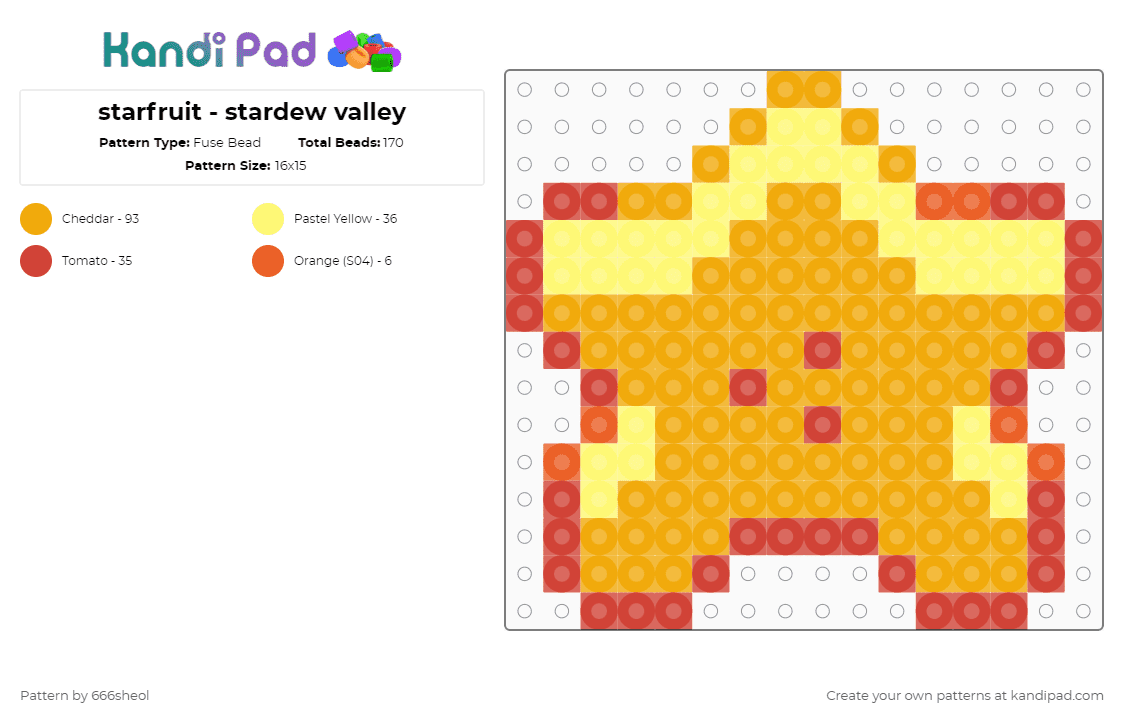 Starfruit - stardew valley Fuse Bead Pattern - Kandi Pad | Kandi ...