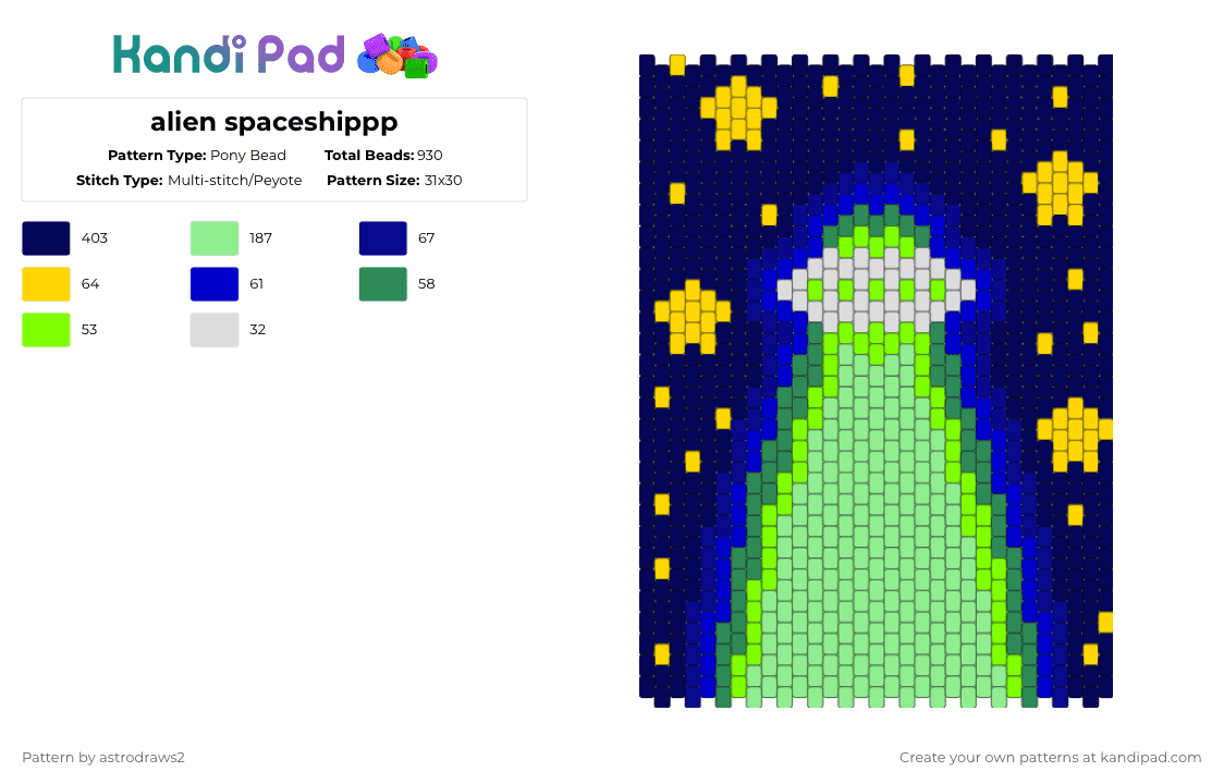 Alien spaceshippp Pony Bead Pattern - Kandi Pad | Kandi Patterns, Fuse ...