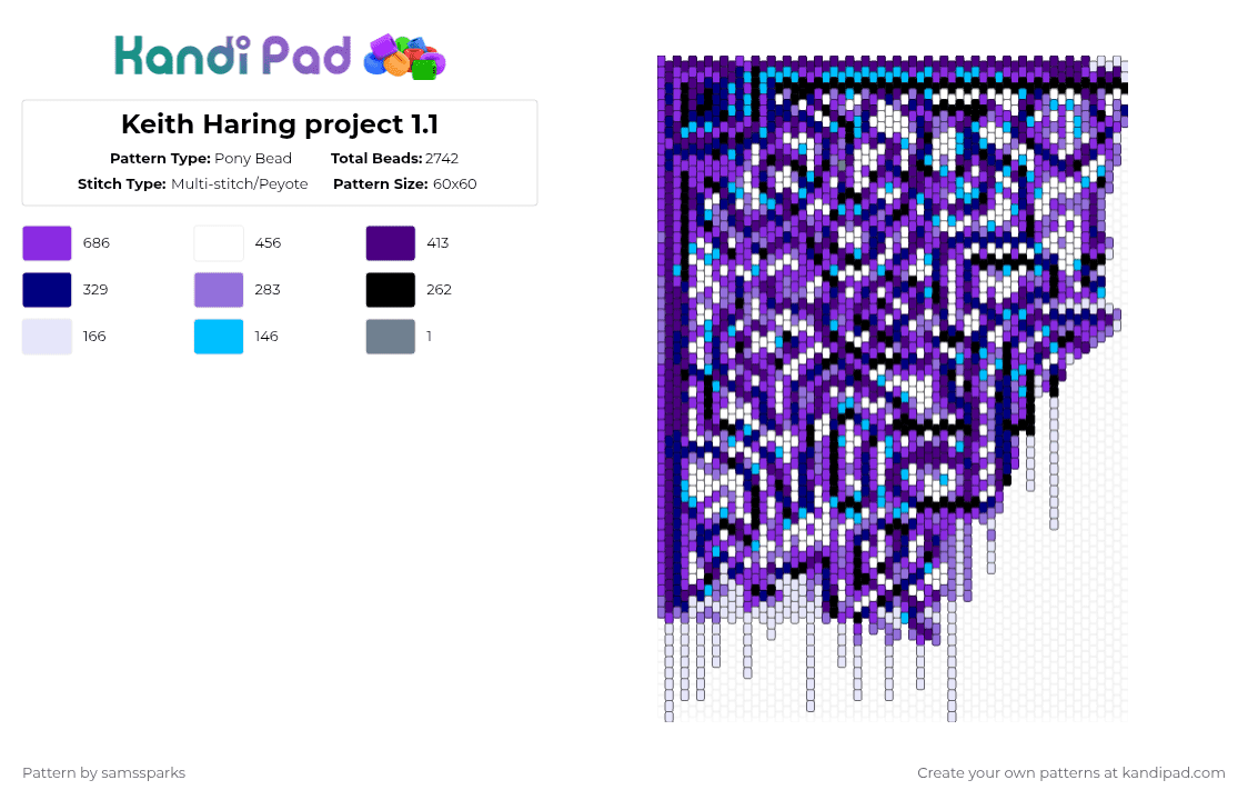 Keith Haring project 1.1 Pony Bead Pattern - Kandi Pad | Kandi Patterns ...