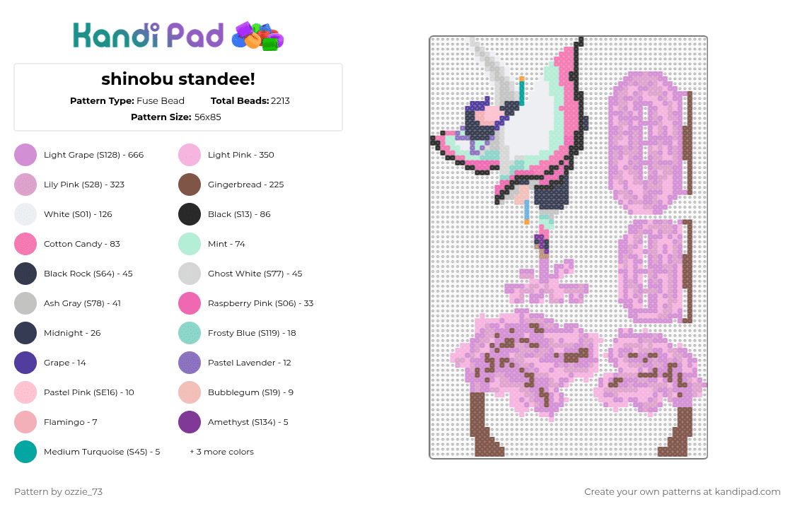 Shinobu standee! Fuse Bead Pattern - Kandi Pad | Kandi Patterns, Fuse ...