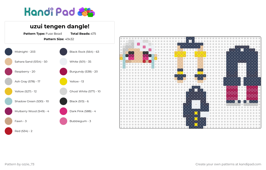 Uzui tengen dangle! Fuse Bead Pattern - Kandi Pad | Kandi Patterns ...